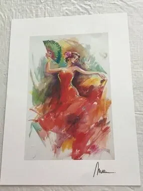 Park West | Art | Vibrant Flamenco Dancer Art Lithograph In Red By ...